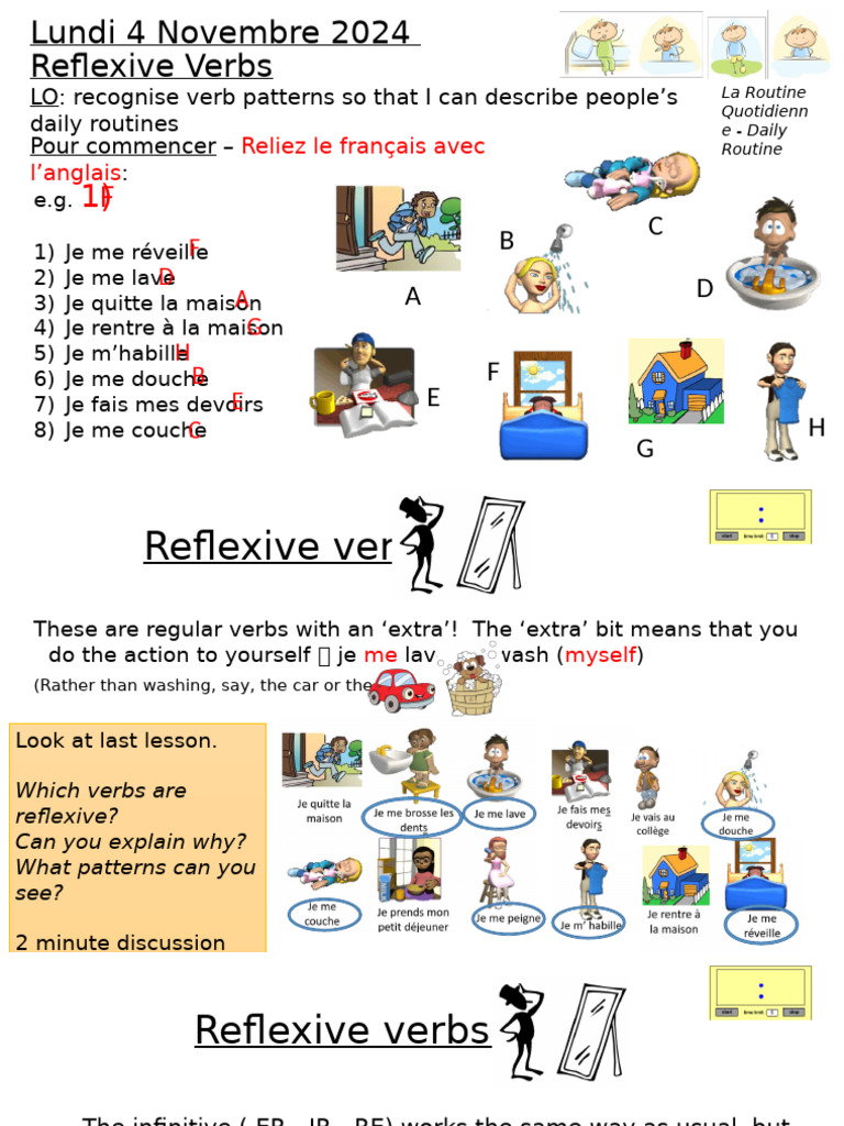 Verbes réflexifs et routines quotidiennes | PDF