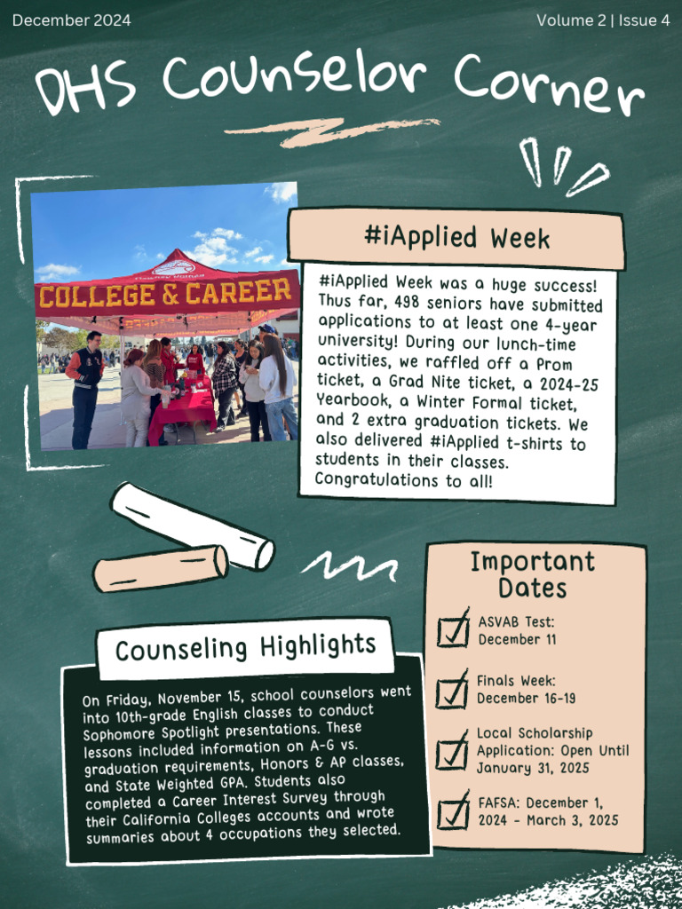 DHS Counselor Corner Newsletter - December 2024-1 | PDF | Students ...