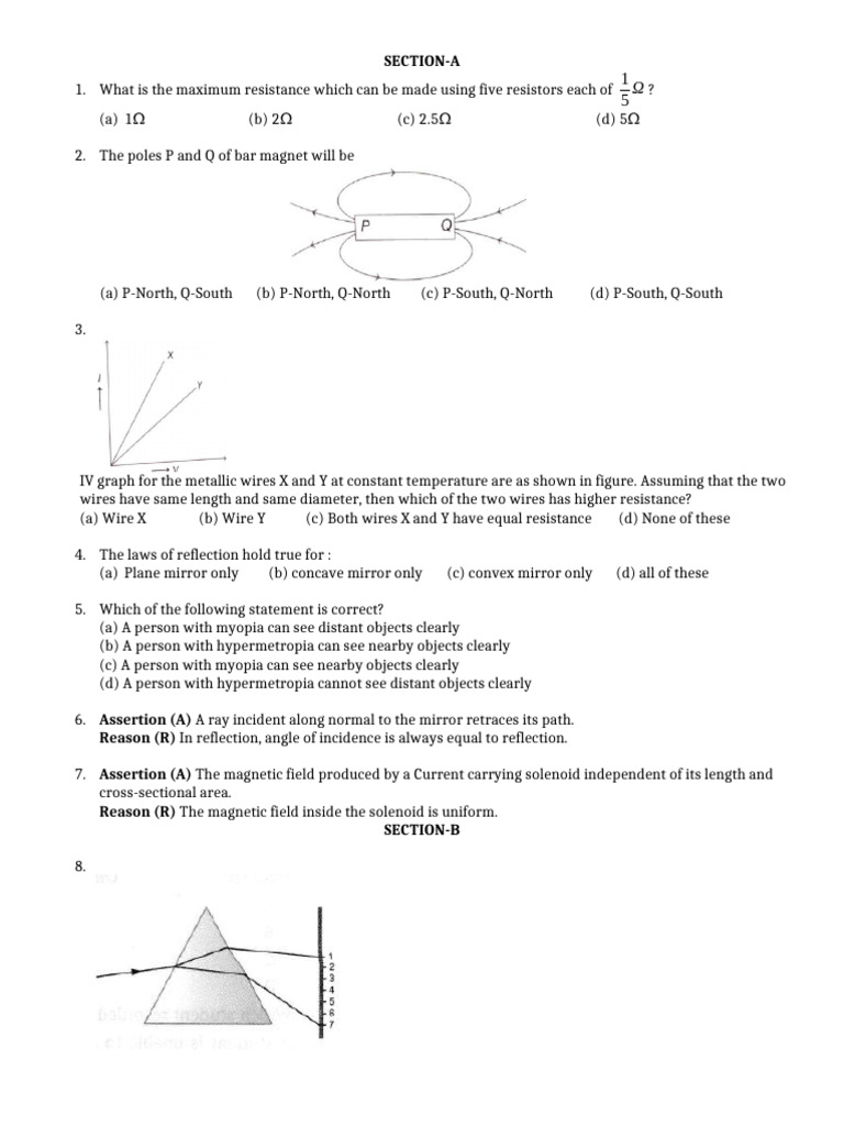 10th preboard physics | PDF | Electrical Resistance And Conductance | Mirror