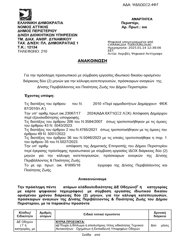 ΠΡΟΚΗΡΥΞΗ 201 | PDF