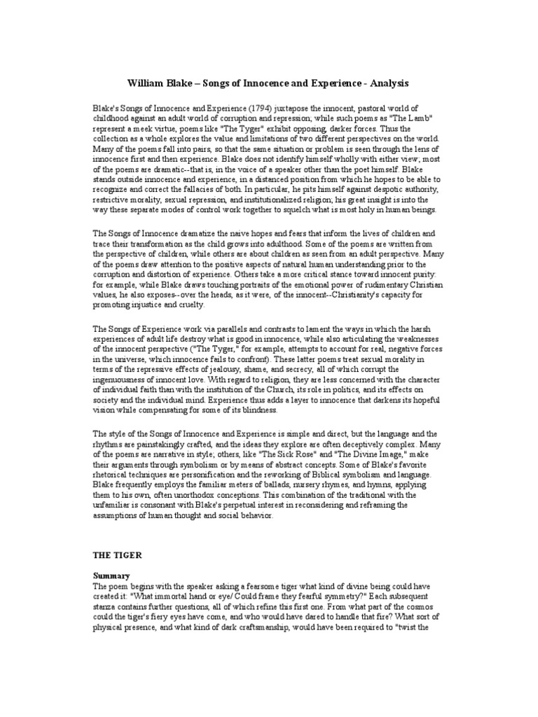 William Blake Analysis | PDF | William Blake | Poetry
