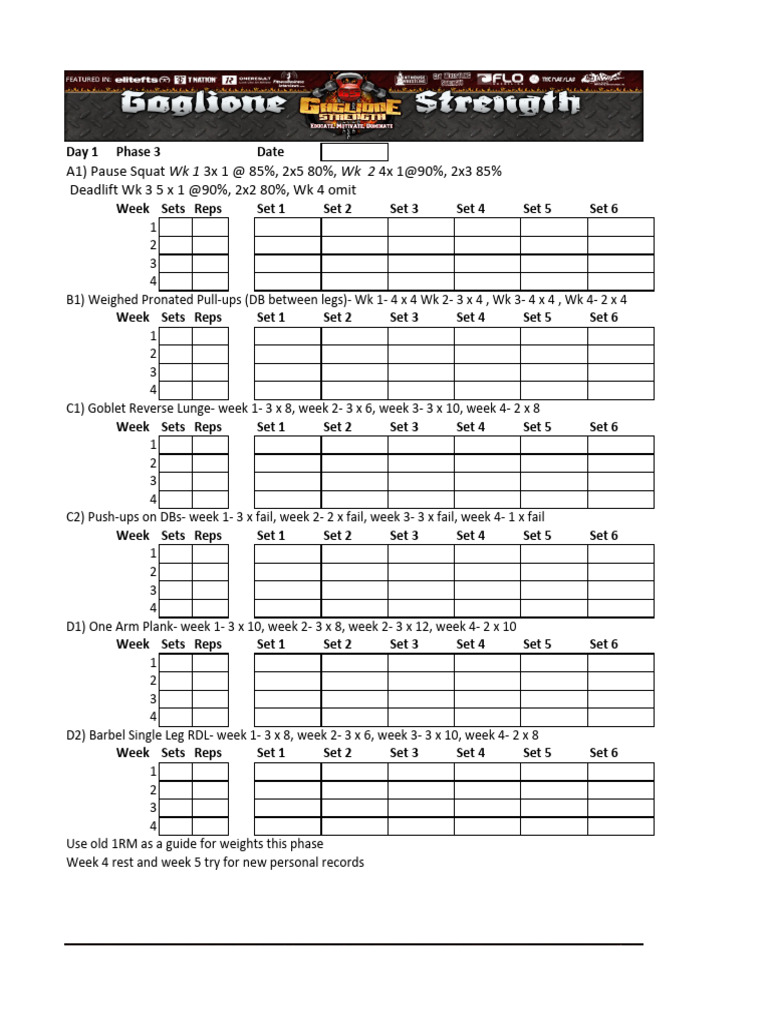 Phase 3 Strength Training Program | PDF | Weight Training | Strength ...