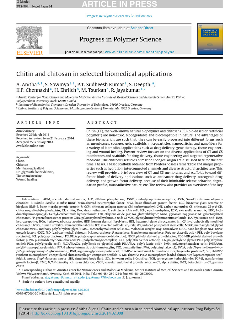 Anitha 2014 | PDF | Tissue Engineering | Bone