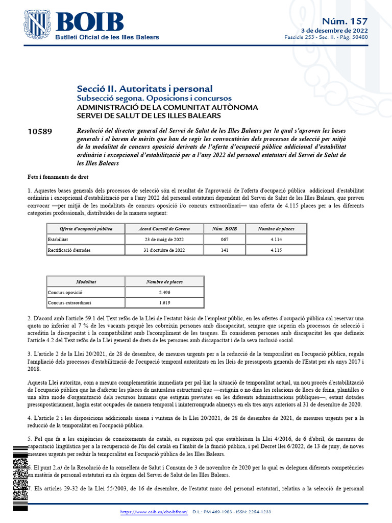 Bases Generals (Concurs Oposició) | PDF