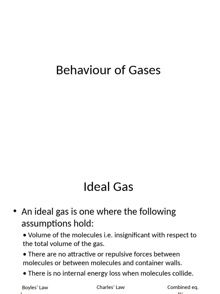 Behaviour of Gases - Lecture 4 B | PDF