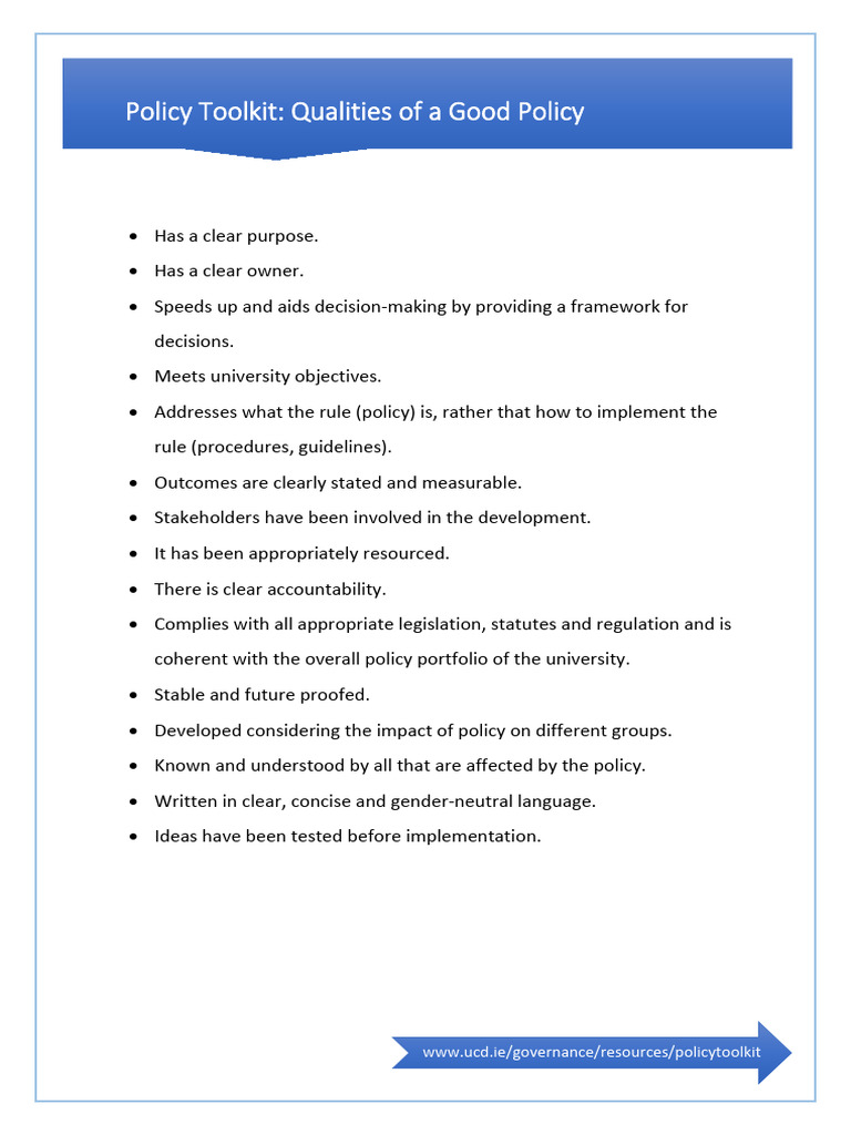 Qualities of A Good Policy in Template | PDF
