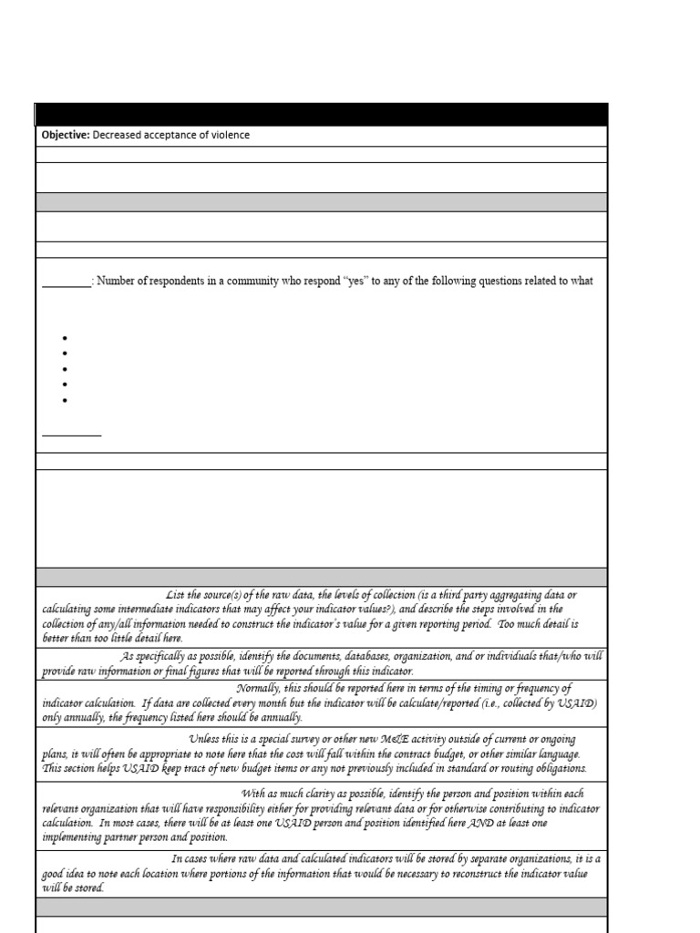 Example Indicator Reference Sheet | PDF | Domestic Violence | Data