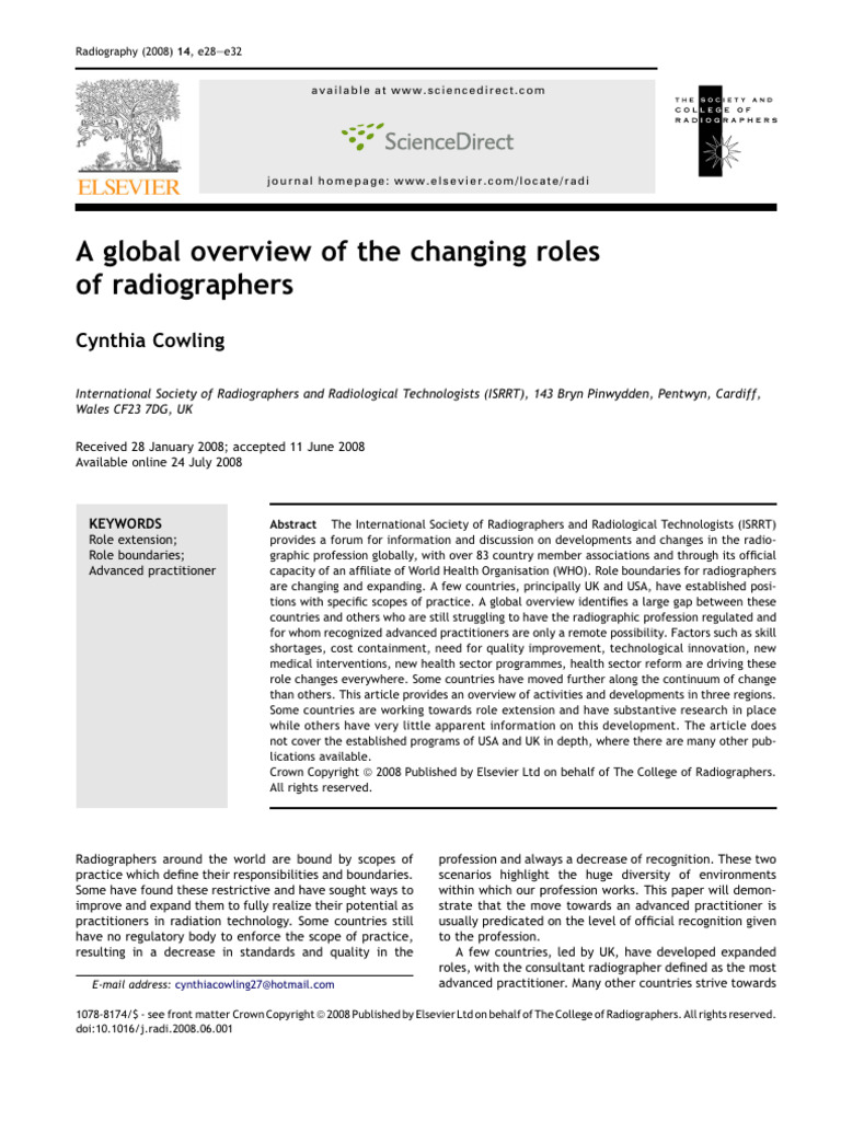 A Global Overview of The Changing Roles of Radiographers | PDF ...
