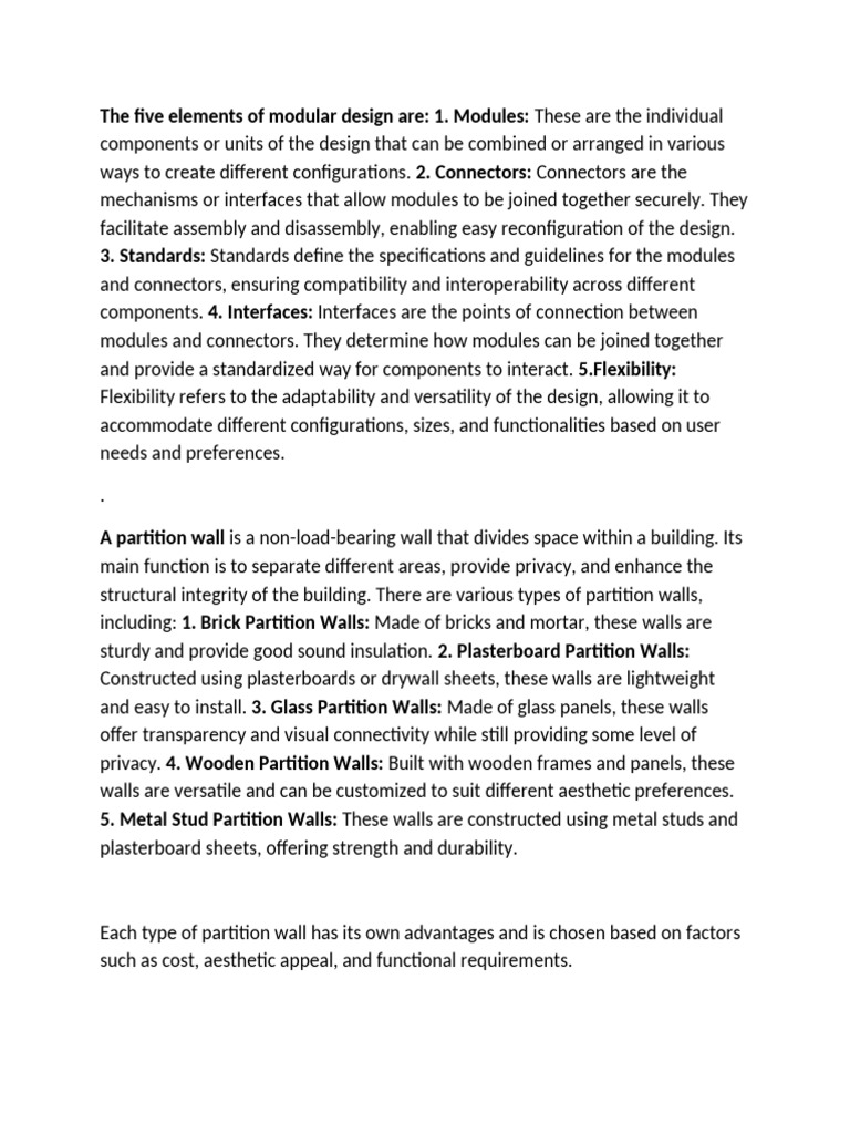 The Five Element Module Design What Is Partation wall-WPS Office | PDF