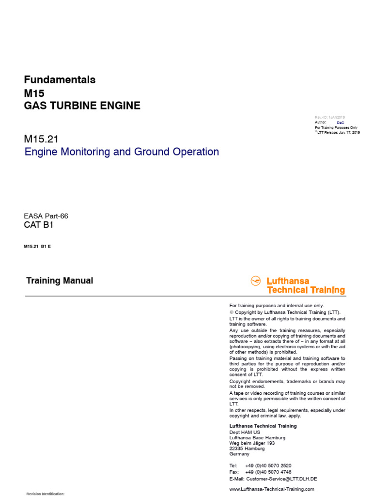 Fundamentals Gas Turbine Engine M15: Engine Monitoring and Ground ...