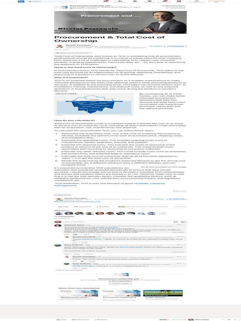 W4 Procurement & Total Cost of Ownership - LinkedIn | PDF | Total Cost Of Ownership | Cost