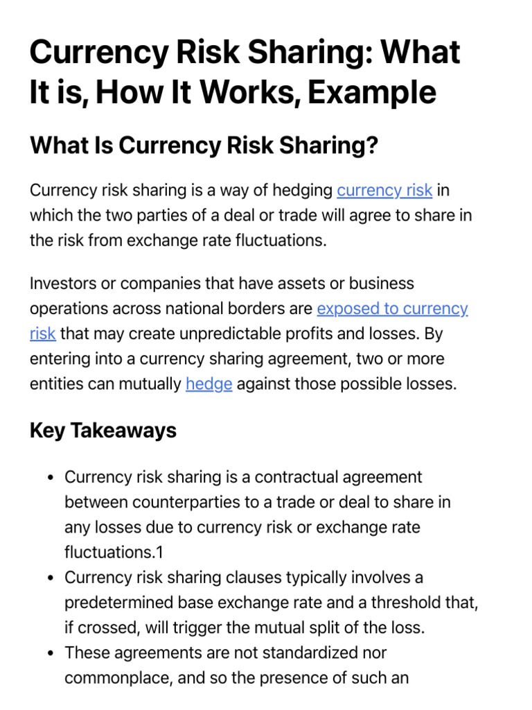 W7 Currency Risk Sharing - What It Is, How It Works, Example | PDF ...