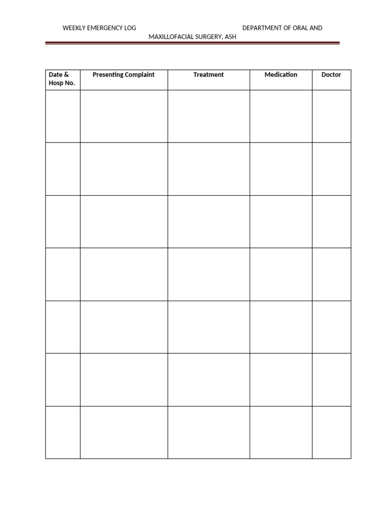 Weekly ER Log | PDF