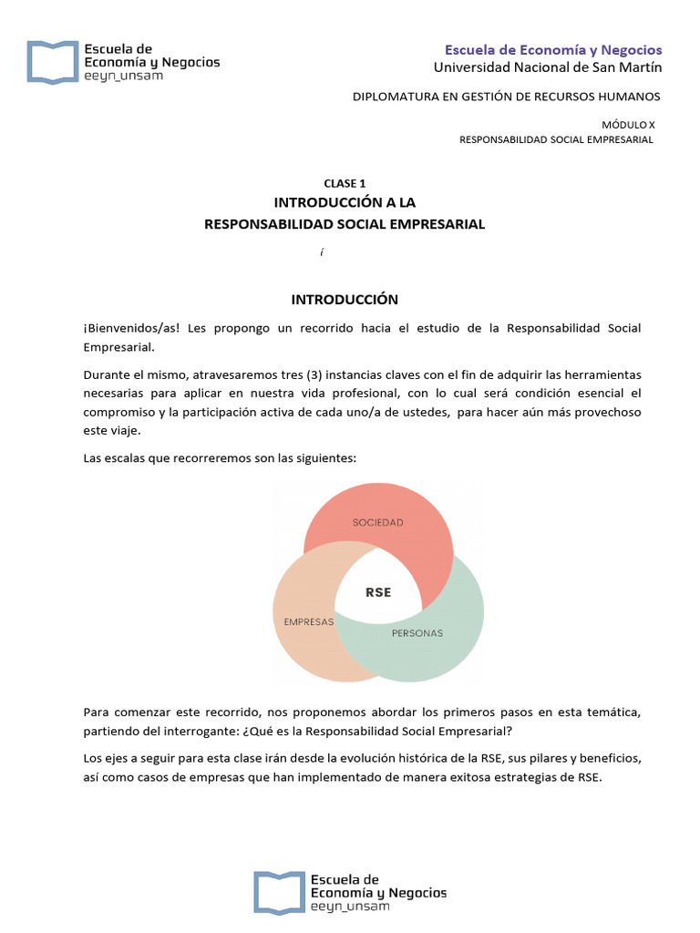 CLASE 1 - Introduccion A La RSE | PDF | Responsabilidad social corporativa | Sustentabilidad