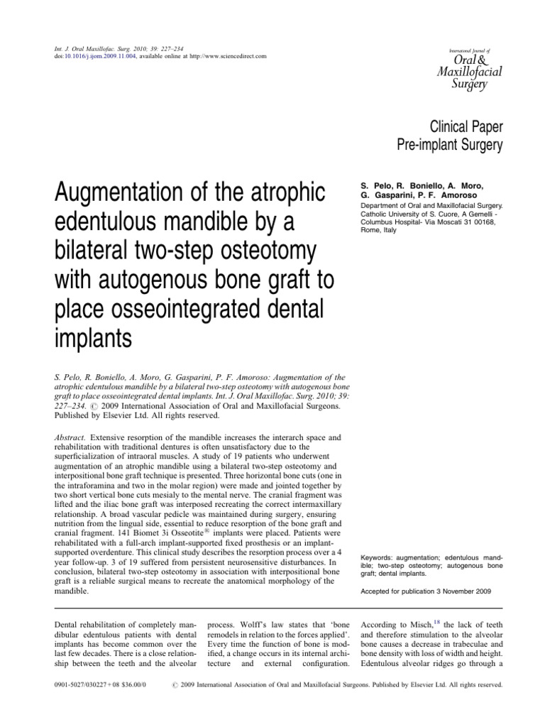 Augmentation of the atrophic edentulous mandible by a bilateral two ...
