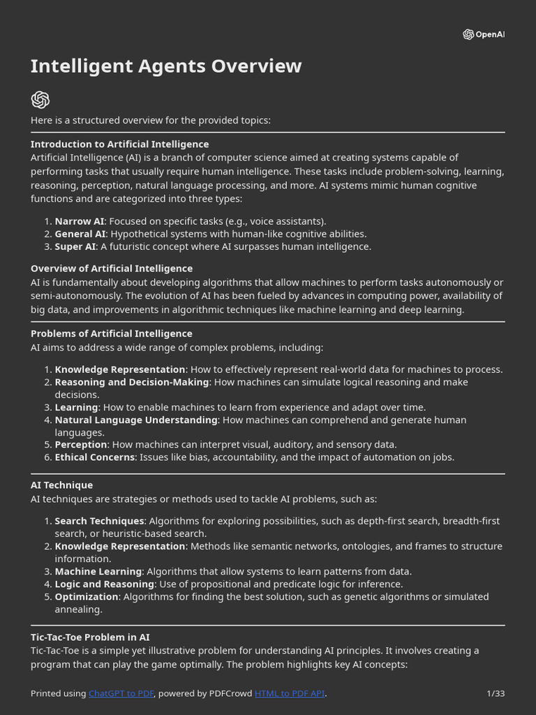 Intelligent Agents Overview (1)-1 | PDF | Artificial Intelligence | Intelligence (AI) & Semantics