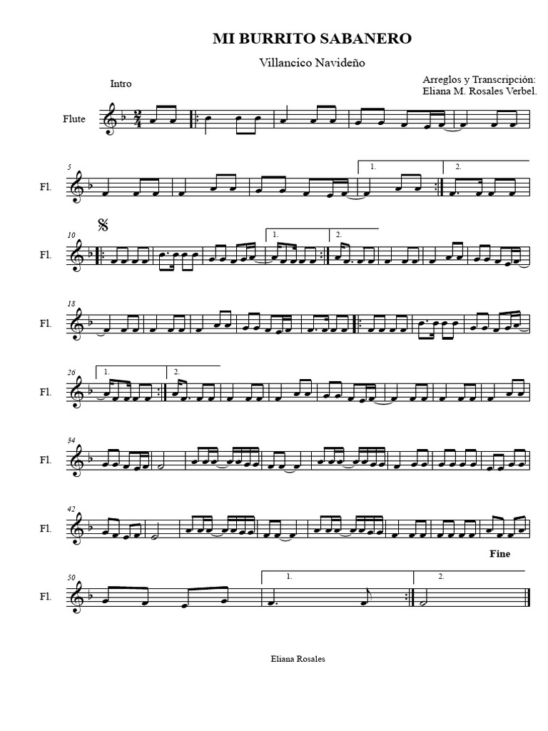 Mi Burrito Sabanero (Partitura) | PDF