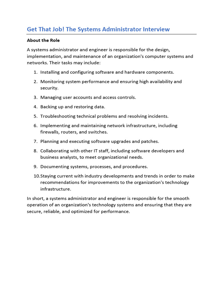 What Does An IT Admin and Engineer Do | PDF