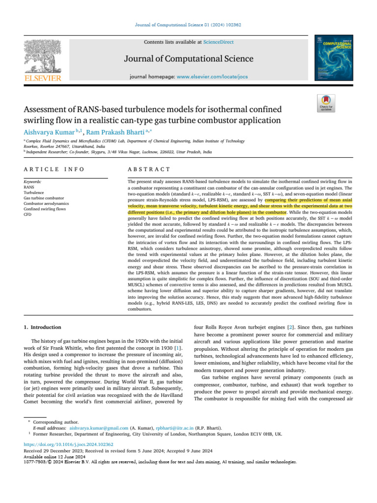 [54] - Assessment of RANS-based turbulence models for isothermal ...