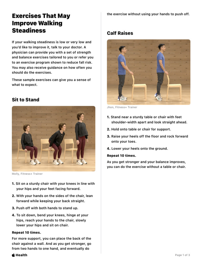 Health - Exercises That May Improve Walking Steadiness | PDF | Foot | Chair