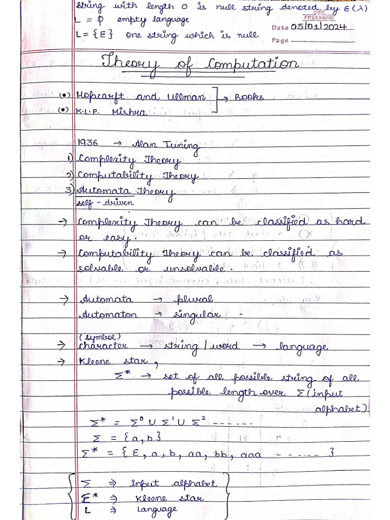Theory of Computation Notes | PDF