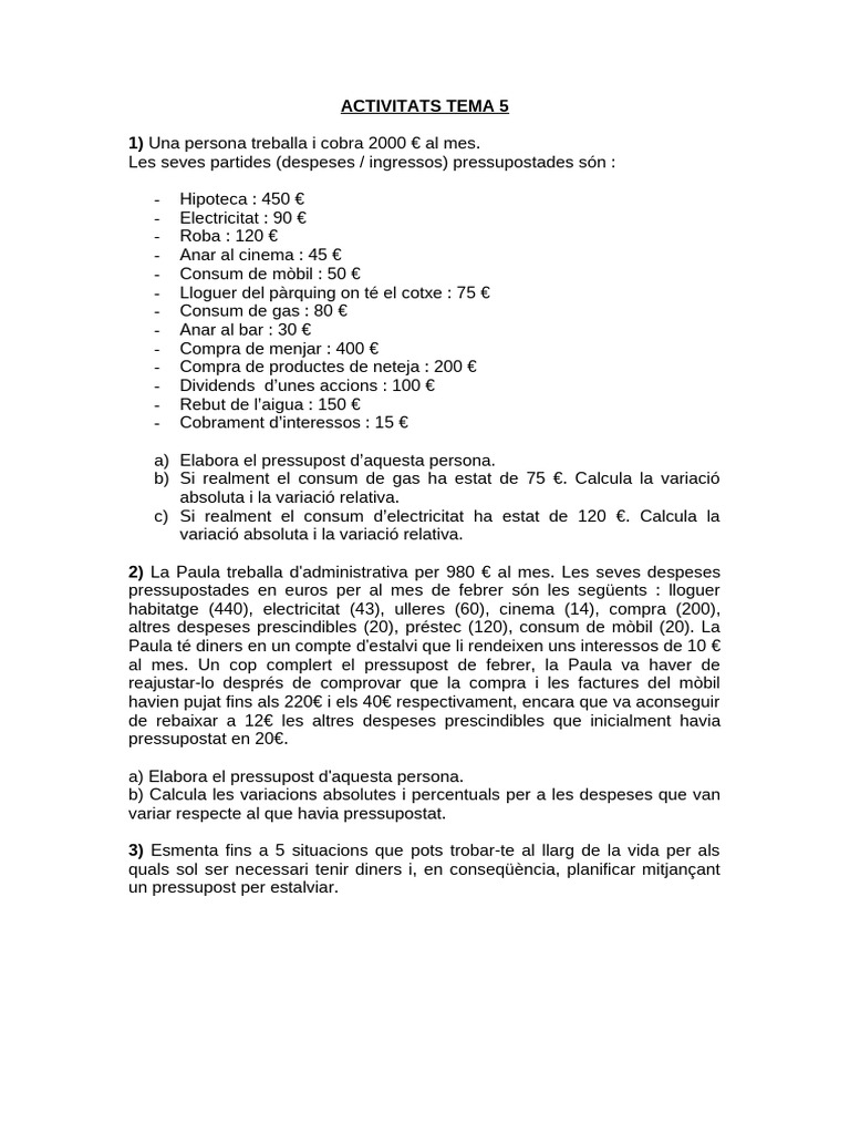 Activitats Tema 5-2 | PDF
