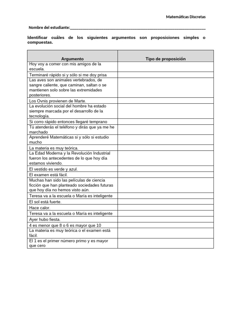 Tipos de Proposiciones | PDF