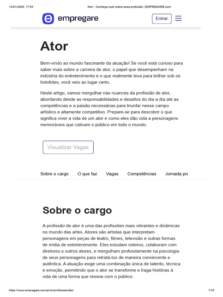 Profissão Ator: Desafios e Oportunidades | PDF | Ator | Narrativa