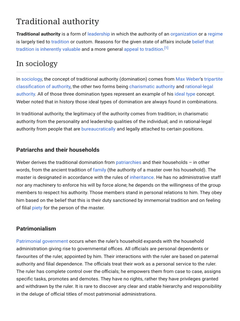 Understanding Traditional Authority Types | PDF | Political Science