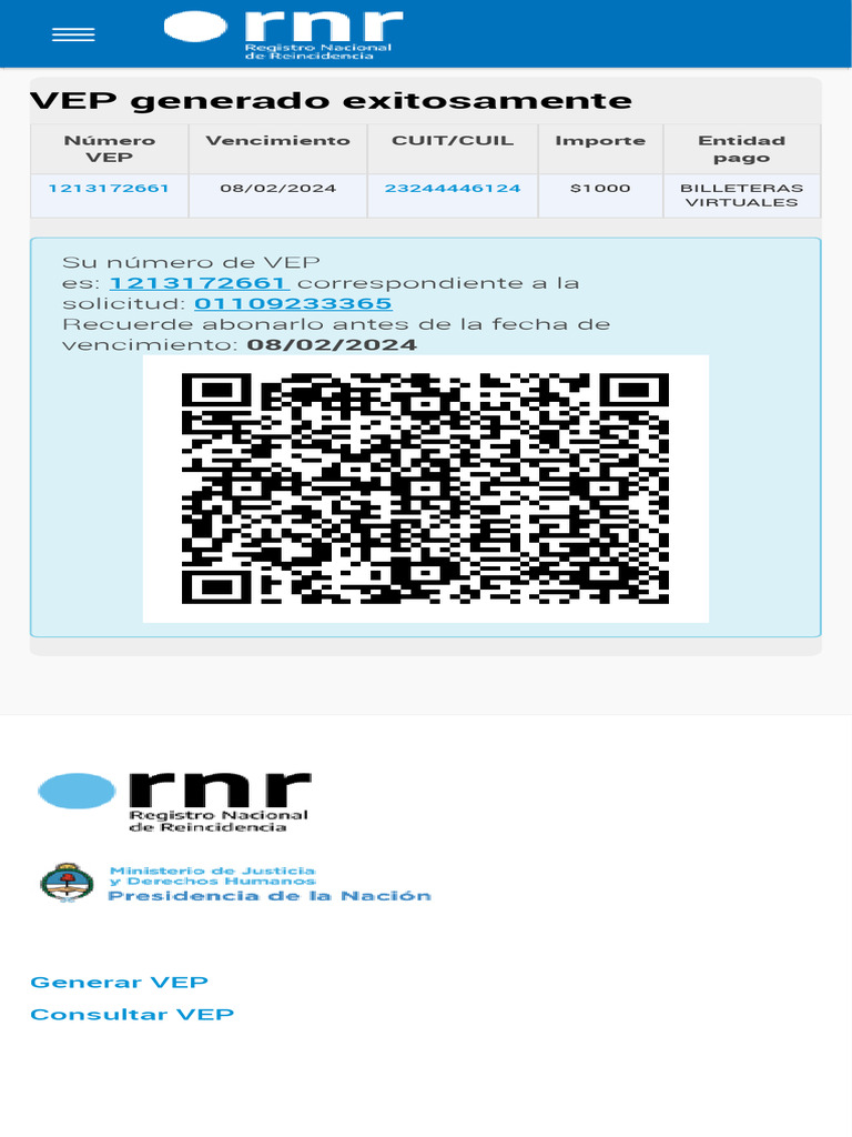 Generar Vep - RNR | PDF