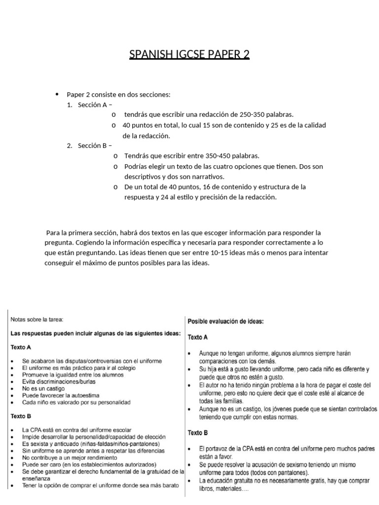 Spanish Igcse Paper 2 | PDF
