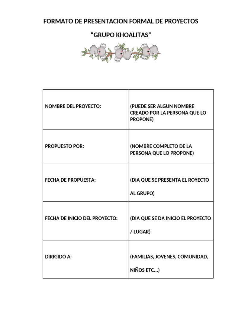 Formato de Presentacion Formal de Proyectos | PDF