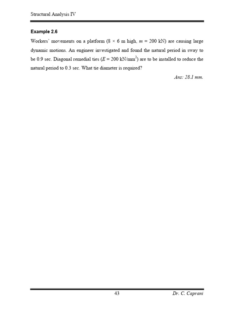 Question and Solution Example 2.6-1 Cable Axial Stiffness | PDF