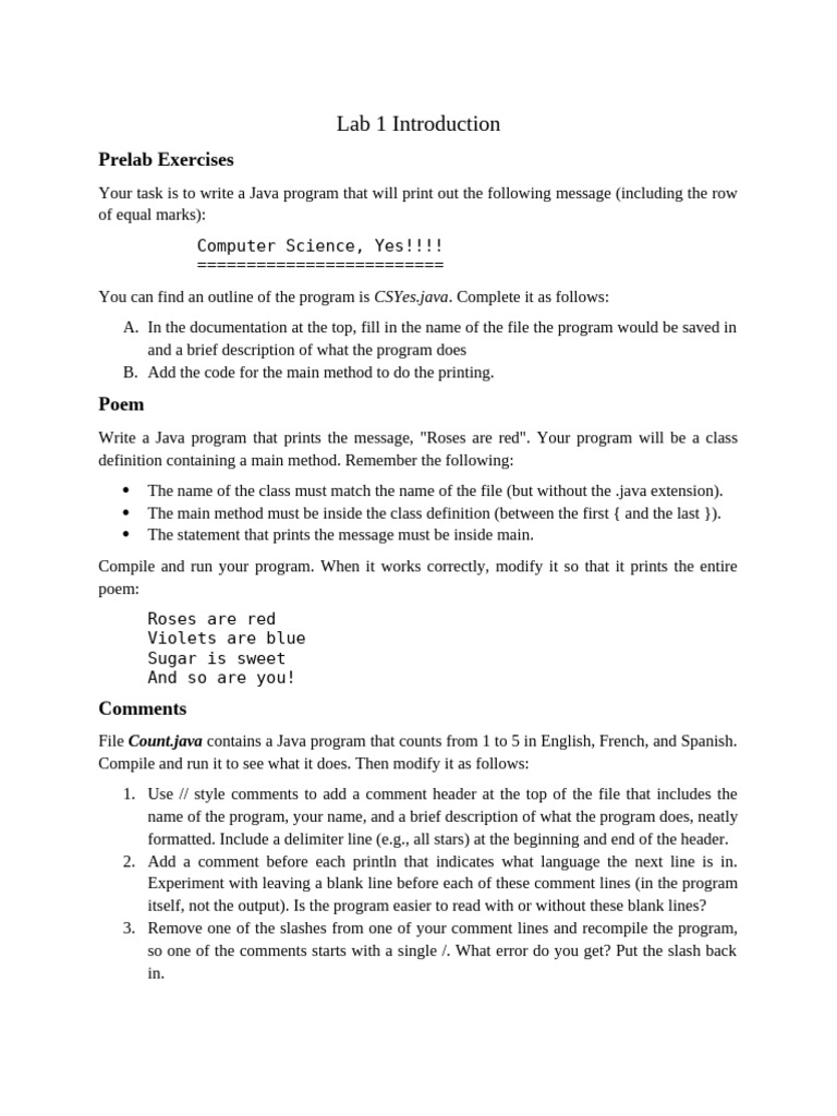 Lab 1 Introduction Oop Pdf Computer Programming Software 3628
