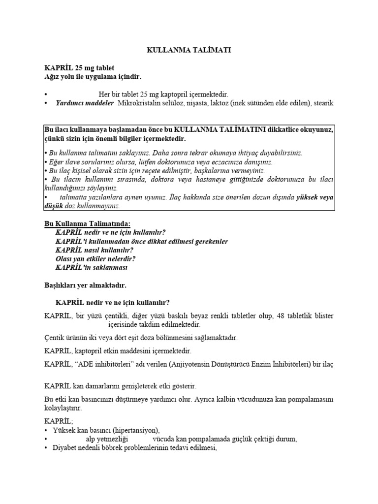 Kapril 25 MG Tablet KT | PDF
