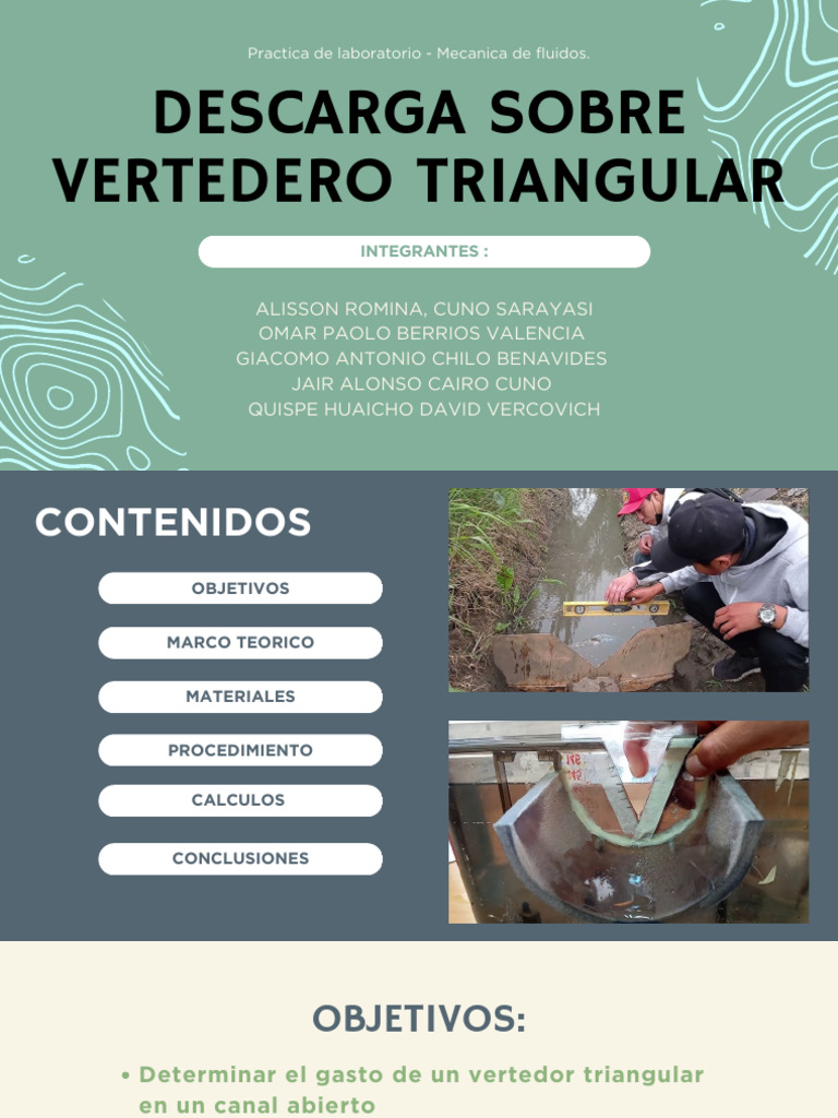 Gasto en Vertedero Triangular | PDF | Descarga (hidrología) | Inundar
