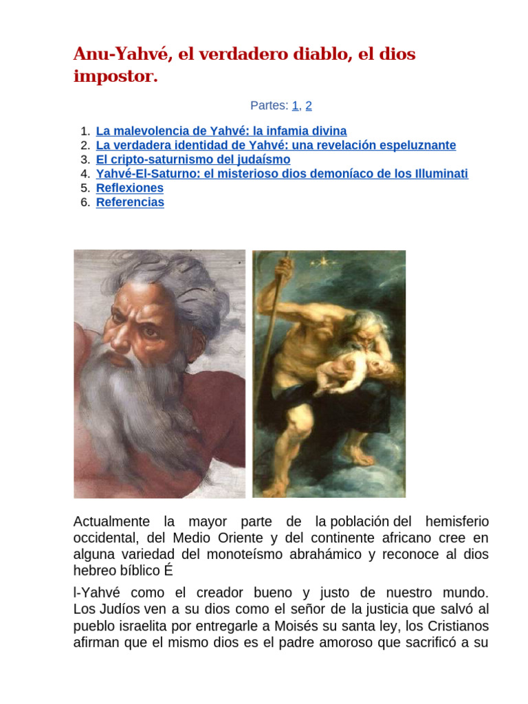 Yahvé: El verdadero diablo revelado | PDF | Tetragrammaton | Biblia