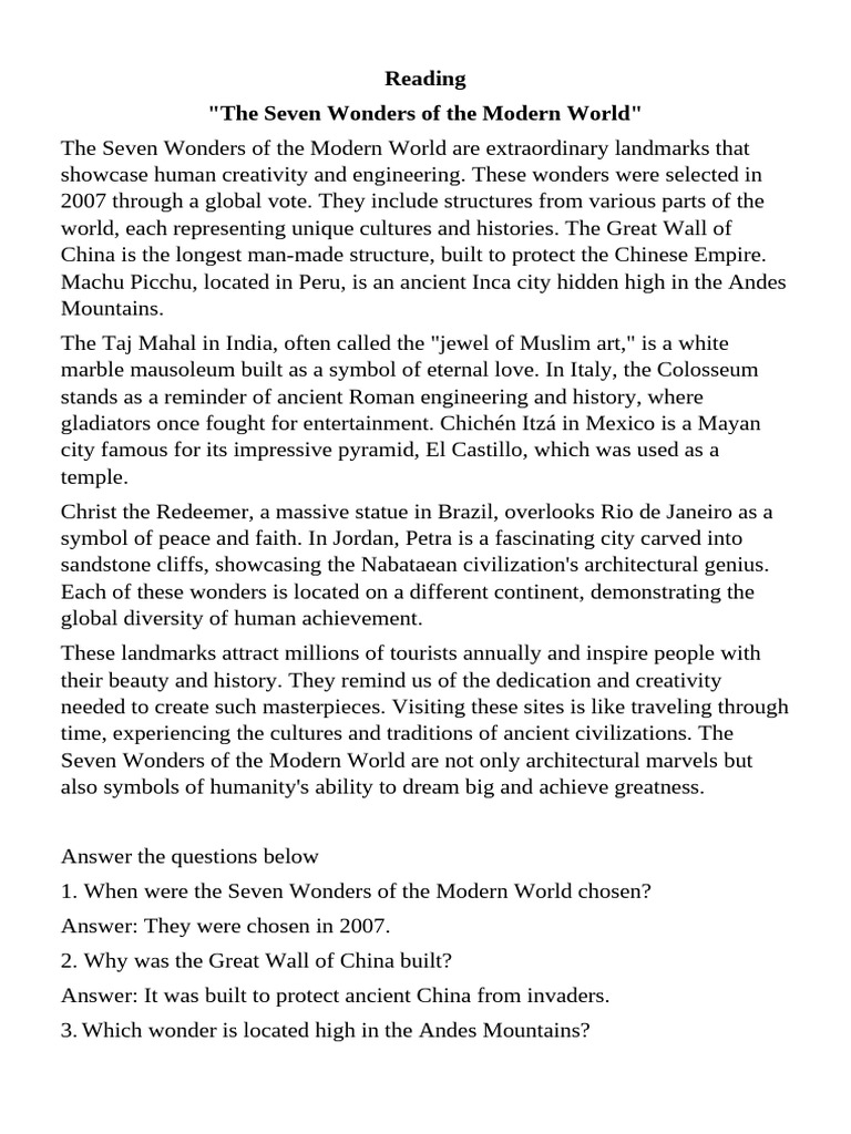 The Seven Wonders of The Modern World | PDF