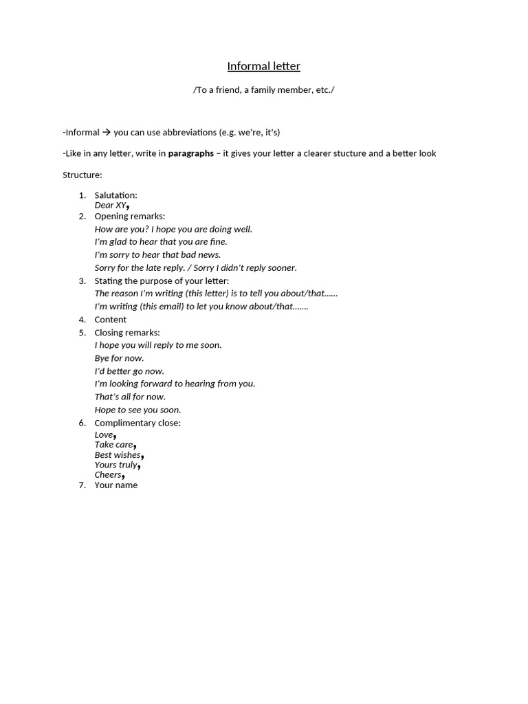 Informal Letter | PDF