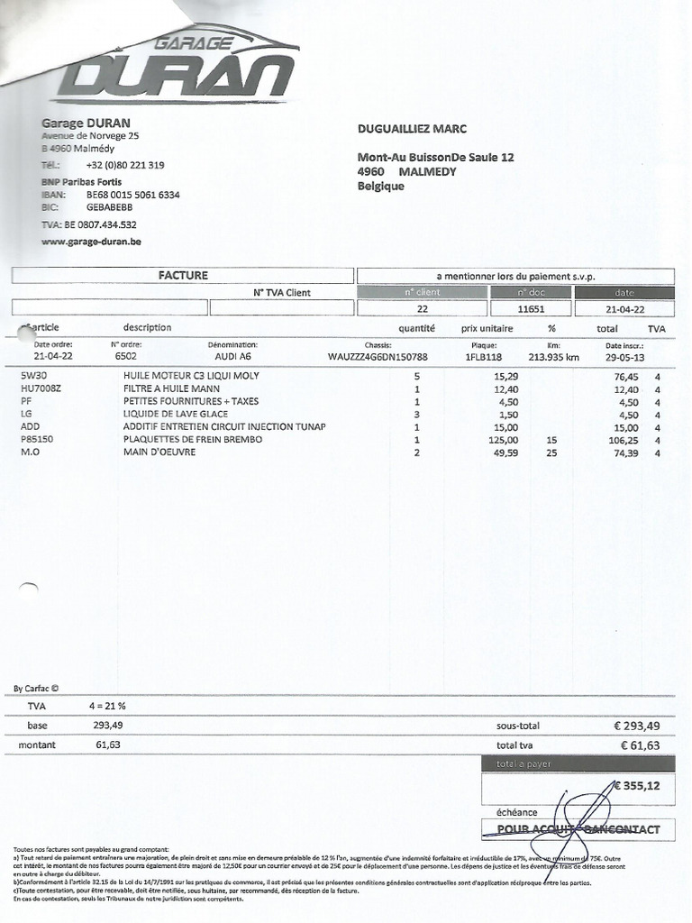 Facture 7 Duran Entretien | PDF