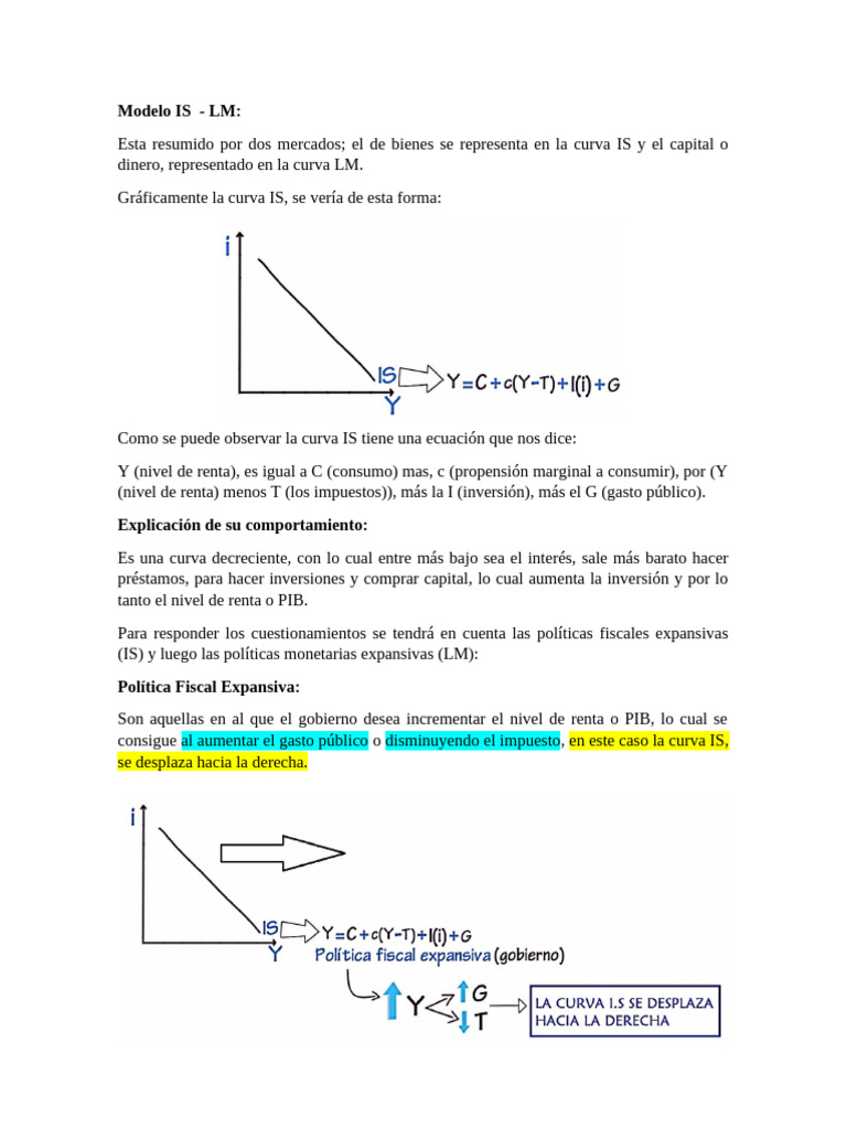 Modelo IS Curvas Modelos Microeconomicos | PDF