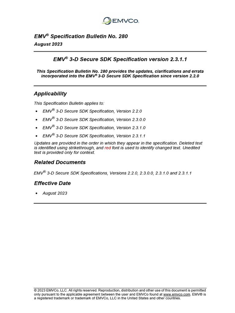 Emv 3DS SB280 20230817 | PDF | Emv | Specification (Technical Standard)