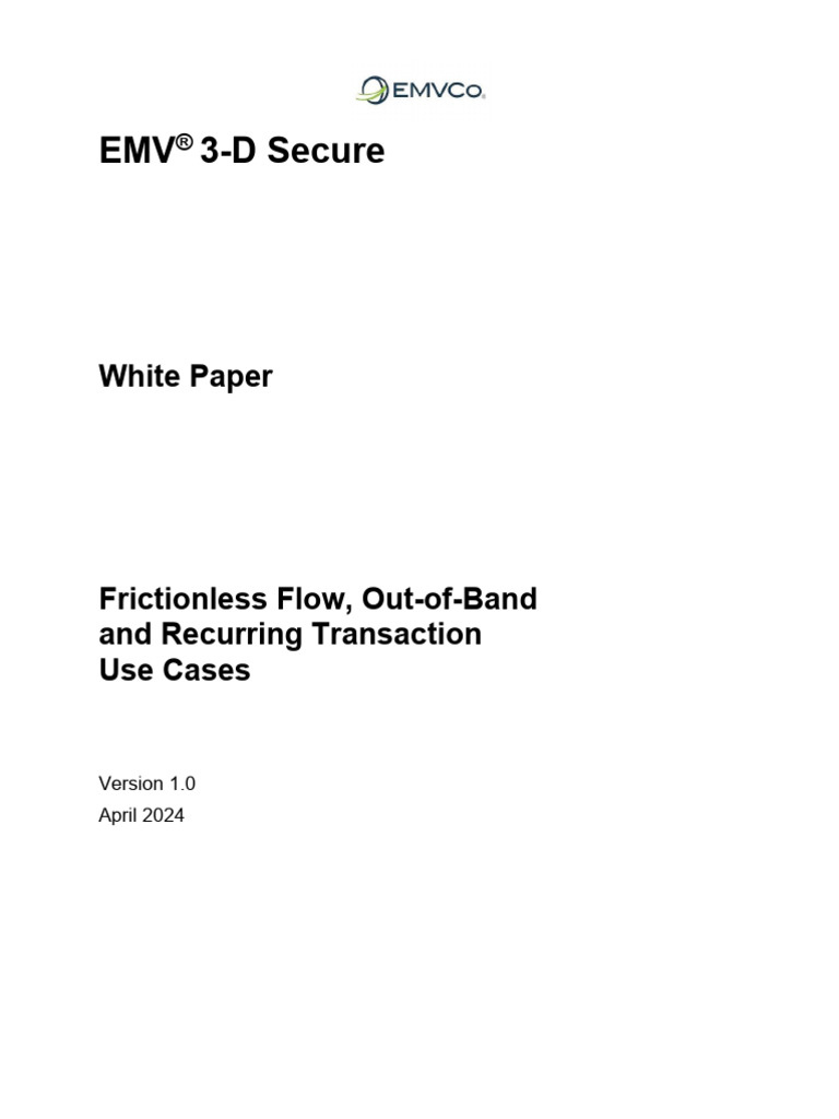 EMVCo 3DS White-Paper v1.0 20240410 | PDF | Emv