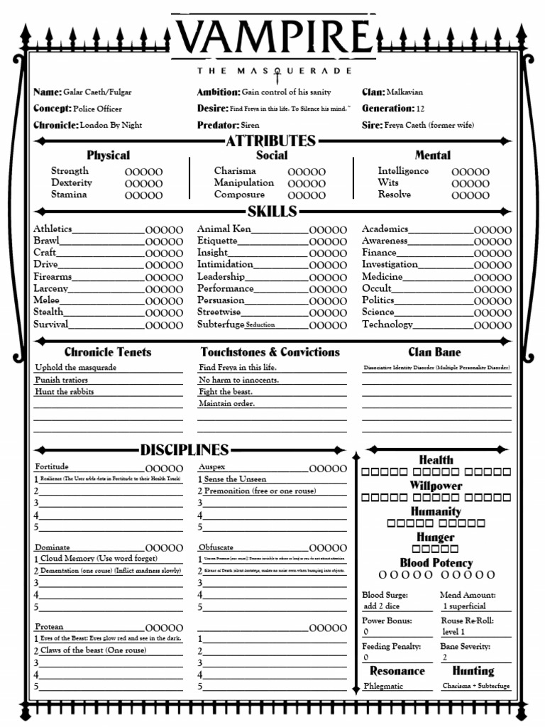 Galar Caeths Character Sheet | PDF