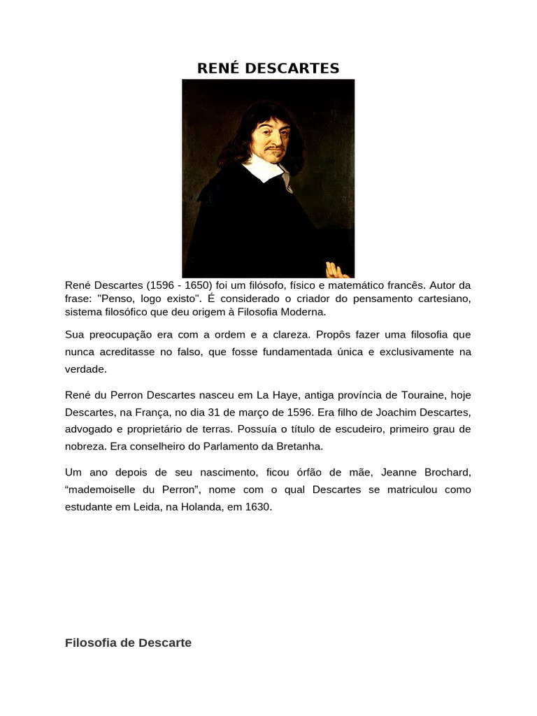 Biografia de René Descartes | PDF