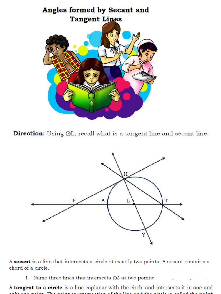 Angles Formed by Tangent and Secant Line | PDF