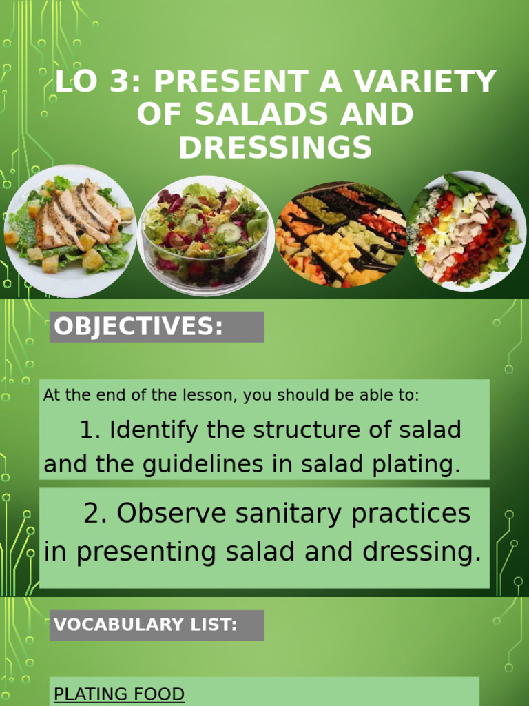 LO3-Present Salad Dish | PDF | Salad | Vegetables