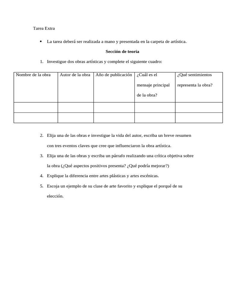 Tarea Extra Artística | PDF