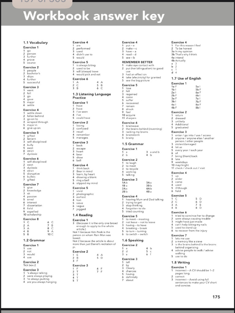 Work Book Answerkey Focus 4 | PDF