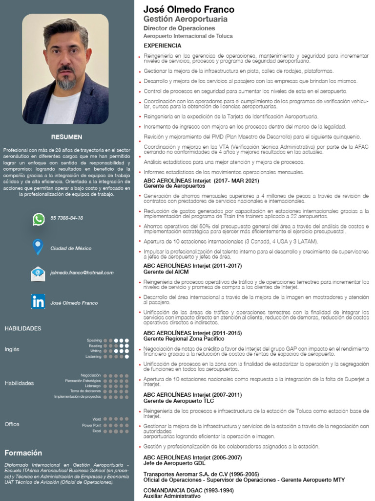 CV Actualizado 2023 JOSE OLMEDO FRANCO | PDF | Aeropuerto